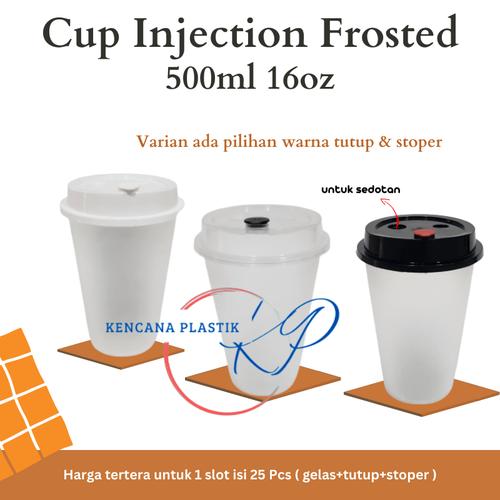 Jual Cup PP Injection Frosted 16oz 500ml l Cup Gelas Plastik 16 oz 500 ...