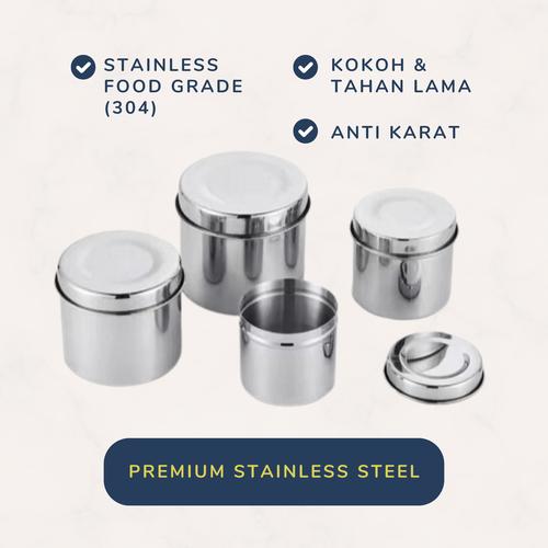 Jual OUN CONTAINER TABUNG CONTAINER BULAT STAINLESS DENGAN TUTUP FOOD ...