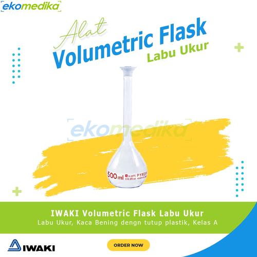 Jual IWAKI.5645-1L Labu Ukur Clear 1L PP Stopper | Volumetric Flask 1000ml Tutup Plastik ...