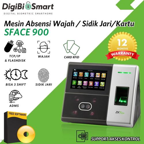 Jual Mesin Absensi Wajah SFace 900 ZKTeco Wajah Sidik Jari Kartu ...