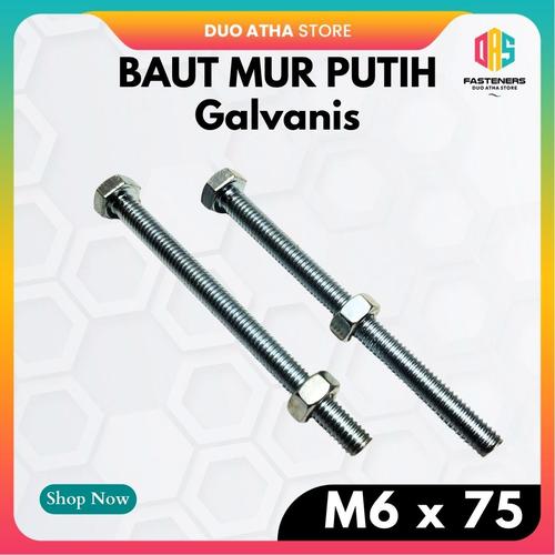 Jual M6x75 Baut Mur M6 X 75 BMP Galvanis Putih - Kab. Tangerang - Duo ...