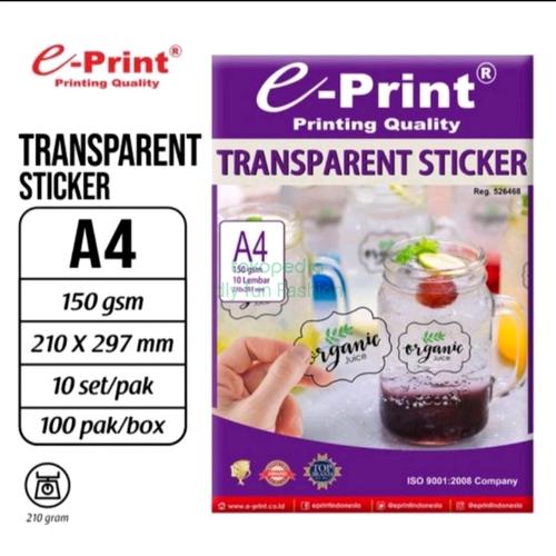 Jual Kertas Sticker Transparant E-Print A4 150 gram - Kota Medan - dly ...
