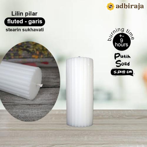 Jual Lilin Putih Stearin Palm Candle Fluted Garis Solid Sukhavati 10 cm ...