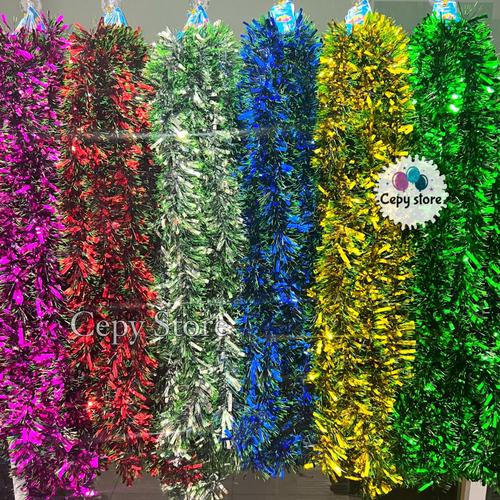 Jual Slinger Tinsel Xmas / Hiasan Natal / Slinger Tebal Mix Hijau Daun ...
