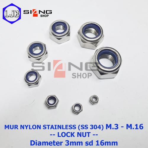 Jual Mur Nylon / Lock Nut Stainless M3 sd M16 - M4 (4mm) - Kota ...