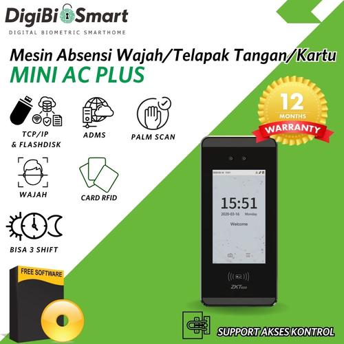 Jual Mesin Absensi Wajah Telapak Tangan Kartu MINI AC PLUS ZKTeco ADMS - Kota Surabaya - Digital ...