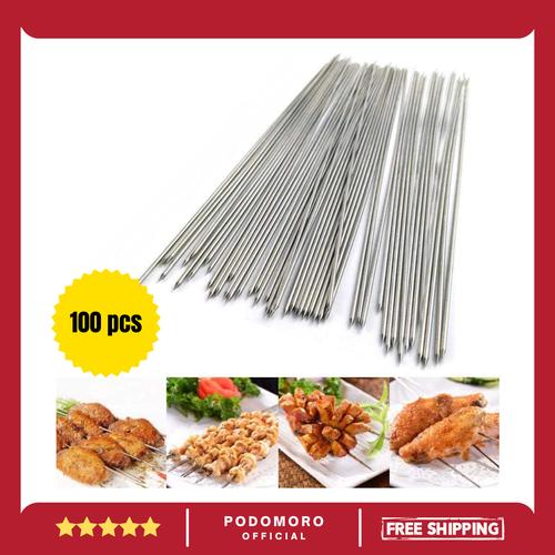 Jual Alat Tusuk Sate BBQ Stainless Steel Reusable Anti Karat Dan awet ...