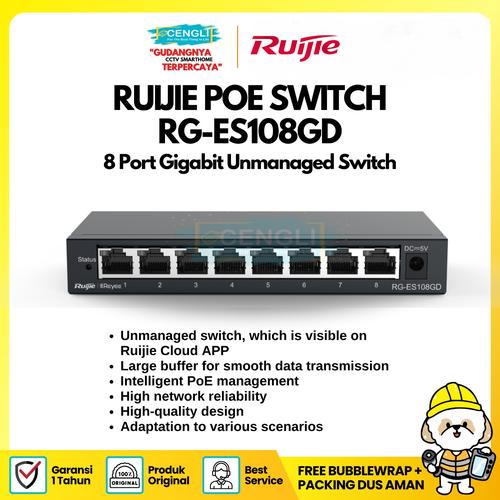 Promo Ruijie Reyee RG-ES108GD Switch Hub 8 Port Gigabit Unmanaged Metal case - Kota Surabaya ...