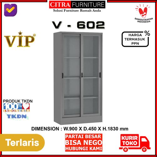 Promo VIP Metal Lemari Arsip Kantor 2 Pintu Sliding Kaca - VS 602 - VIP STAR Cicil 0% 3x ...