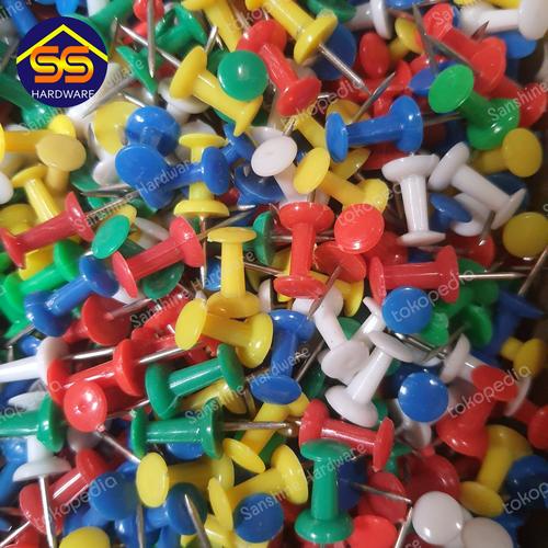 Jual PAKU PIN PUSH PIN Warna Warni Paku Papan Tulis Mading Paku Kertas ...