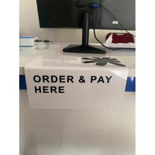 Jual Order and Pay Here Sign Board Akrilik Papan Petunjuk Signage ...