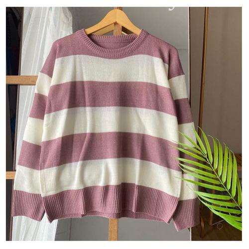 Jual Eira Sweater Rajut Stripe Oversize Atasan Rajut Wanita Blaster ...
