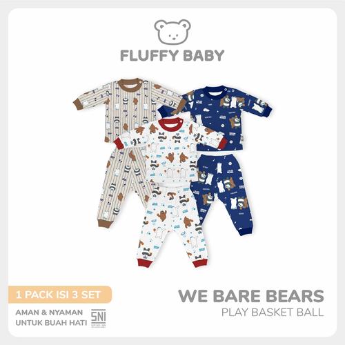 Jual FLUFFY Setelan Oblong Panjang WE BARE BEARS (Isi 1Pasang) SOJJSR WPB - Putih, 3-6 Bulan ...