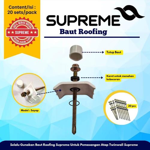 Jual Baut atap/roofing upvc twinwall supreme 12 x 75mm isi 50pcs - Kab ...