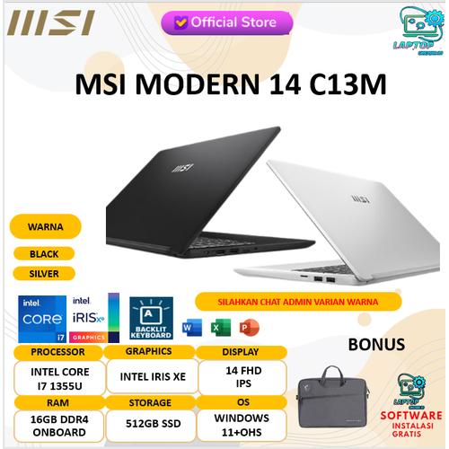 Promo Msi modern 14 c13m i7 1355u 16gb 512gb windows 11+office 14"fhd ips - BLACK, NON ANTI ...