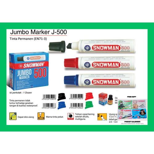 Jual Spidol Jumbo 500 Snowman Marker Permanen PCS - Merah - Kota ...