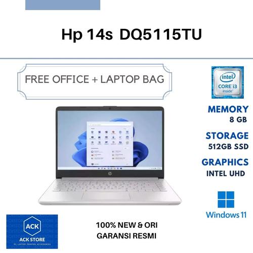 Jual HP 14S DQ5115TU i3 1215U 8GB 512GB INTEL UHD 14" FHD BACKLIGHT W11 ...