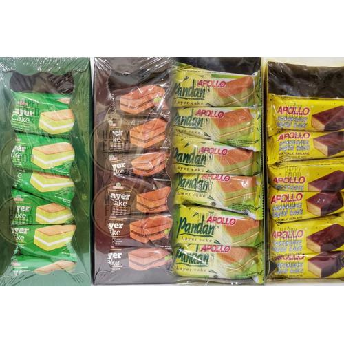 Jual APOLLO MALAYSIA LAYER CAKE PANDAN/APOLO KUE BOLU LAPIS COKELAT ...