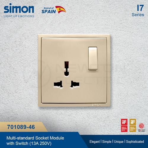 Jual Simon i7 Stop Kontak Universal / Multi w Switch- Champagne (No ...