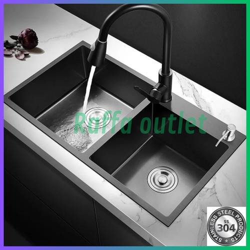 Jual kitchen sink stainless 8245 black hitam INOBE lengkap/bak cuci ...
