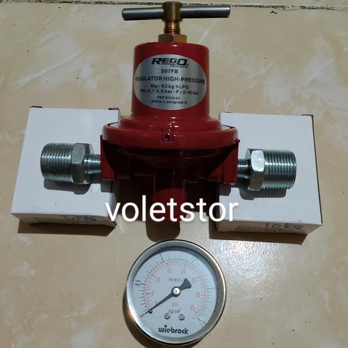 Jual Regulator high Rego 597fb +dobel nepel 1/4"X3/4"+presur gauge 2 ...