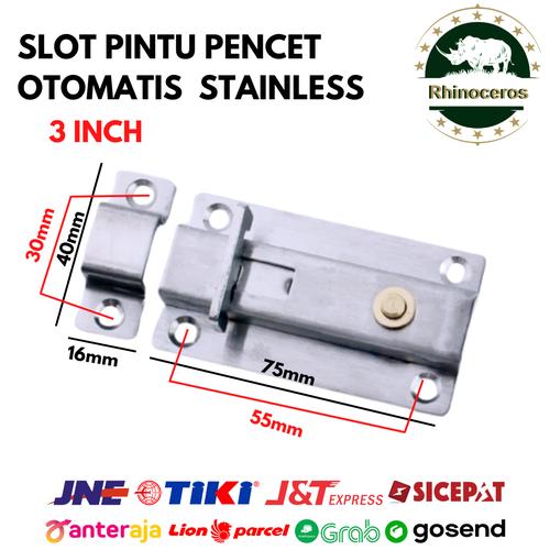 Jual Slot Pintu Pencet Otomatis Stainless Grendel Kunci Pintu - 3 INCH ...