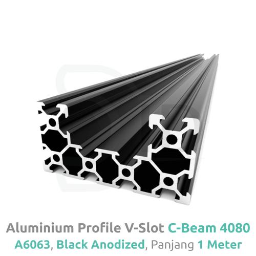 Jual Aluminium Profile A6063 V Slot 4080 C Beam Linear Rail CNC Black ...