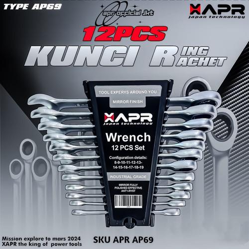 Jual kunci ring pas rachet APR JAPAN AP69 garansi Resmi 5thn 8mm - 19mm ...
