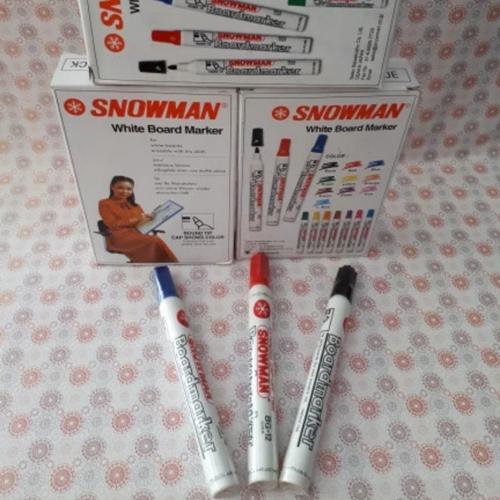 Jual spidol snowman whiteboard marker BG12 warna warni hitam biru merah ...