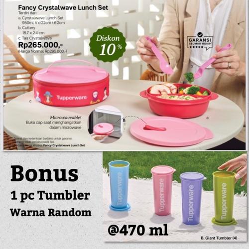 Jual Tempat Makan Bonus Tumbler Tupperware Crystalwave Lunch set - Bowl ...