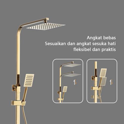 Jual Set Shower Emas 4 Tombol/Shower Kamar Mandi persegi bahan kuningan ...