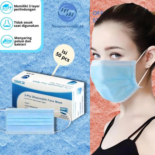 Jual MASKER 3PLY / MASKER 3 PLY / MASKER BIRU - 50 Pcs - 3PLYBIRUONCARE ...