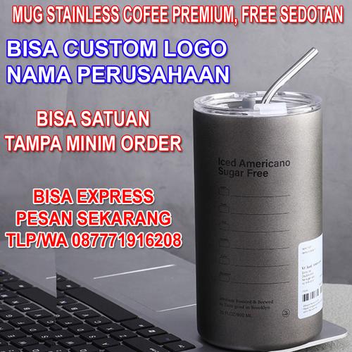 Jual Tumbler stainless good morning / termos cofee sedotan - POLOS ...