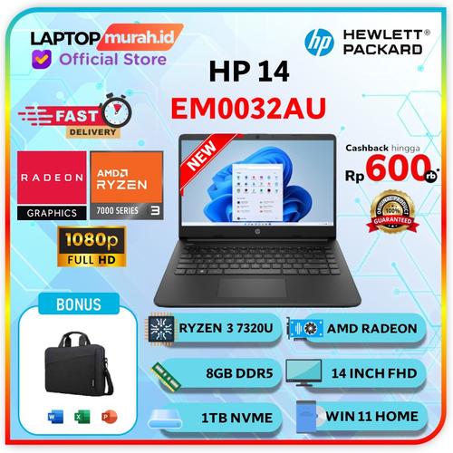 Promo HP 14 EM0197AU EM0332AU EM0333AU Ryzen 3 7320U DDR5 1TBSSD W11 ...