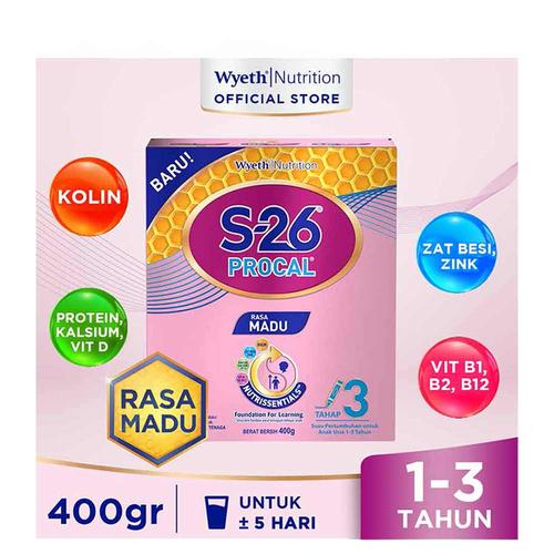 Jual WYETH S26 PROCAL TAHAP 3 RASA MADU 1-3 TAHUN 400GR - Kab ...