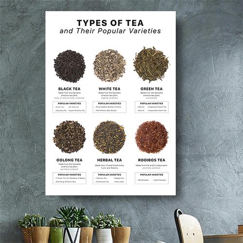 Jual Poster TEA Poster frame hiasan dinding cafe Types of tea Poster ...