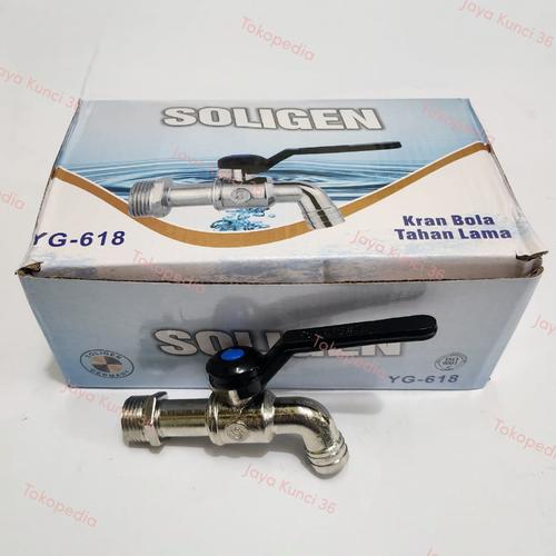Jual SOLIGEN Kran Air Tembok Gagang Hitam 1/2" - 3/4" inch Kran Bola ...