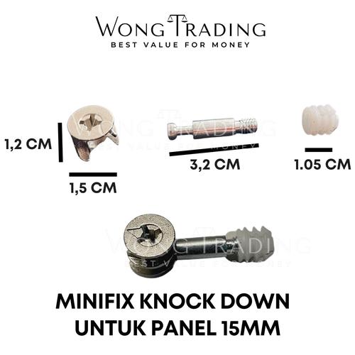 Jual Baut Knock Down Minifix Set UTK PANEL 15mm ( Skrup, Casing, Socket ...