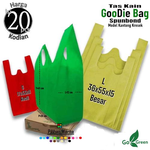 Promo 1 Kodi isi 20 Tas Kain Spunbond Goodie Bag Model Kresek Ukuran ...