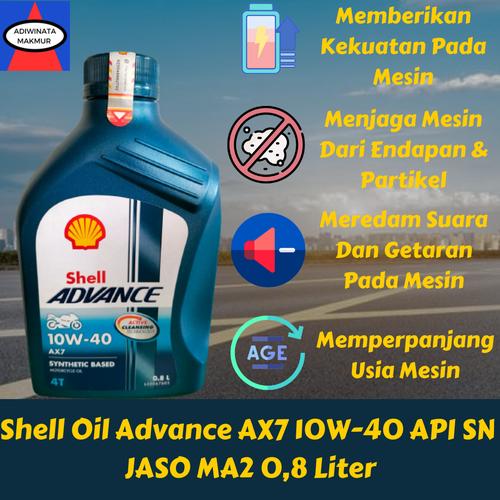 Jual Oli Shell Advance AX7 Synthetic Based 10W - 40 (4T) API SN 0,8 ...