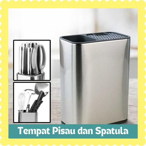 Jual Rak Sendok Tempat Pisau Dapur 2in1 Stainless Steel 2 Slot ...
