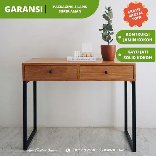 Jual MEJA CONSOLE MINIMALIS KAYU JATI KAKI BESI HITAM, MEJA INDUSTRIAL ...