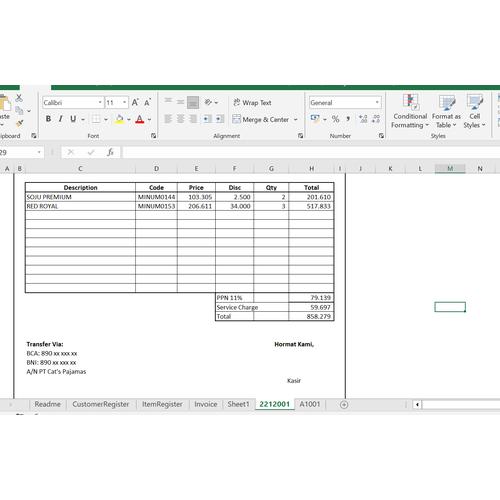 Jual Form Formulir invoice nota penjualan sederhana excel accounting ...