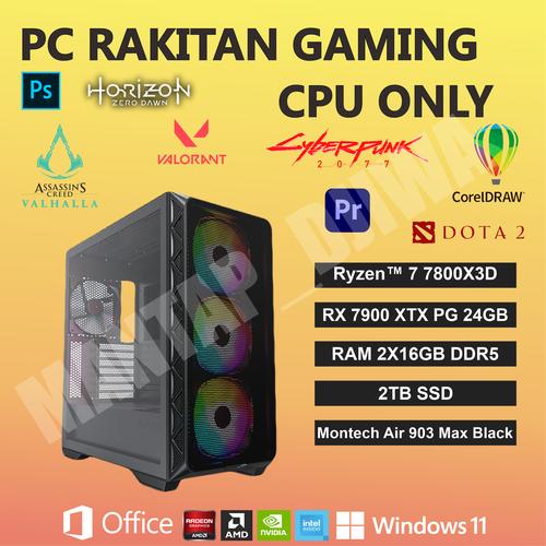 Jual PC Gaming Rakitan RYZEN 7 7800X3D | RX 7900 XTX 24GB | 1TB SSD|HDD ...
