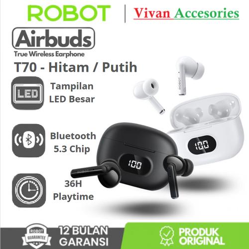 Jual ROBOT T70 Airbuds Wireless Earphone TWS Deep Bass Bluetooth 5.3 ...