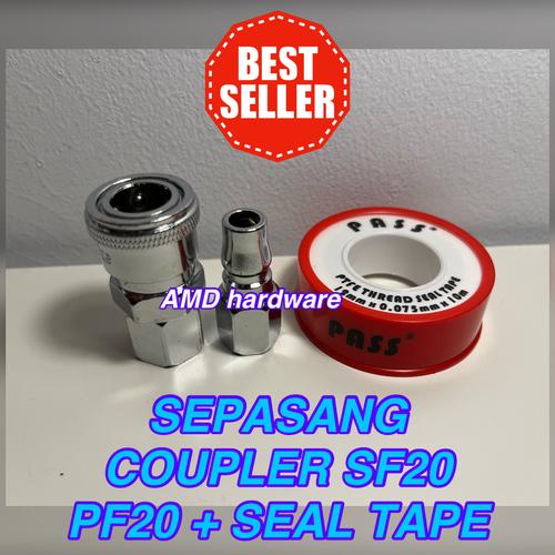 Jual Quick Coupler Plug SET Sambungan Kompresor Angin SF20 & PF20 1/4 ...