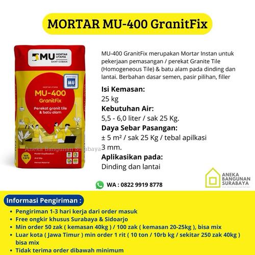 Jual MU 400 GranitFix - semen perekat granit tile - batu alam - Mortar ...