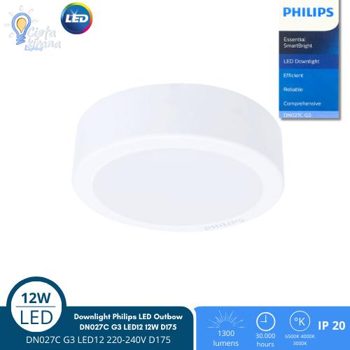 Jual Downlight Philips LED Outbow DN027C G3 LED12 12W D175 - Cool White ...