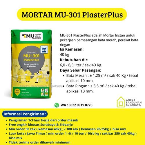 Jual MU 301 Mortar Utama MU301 plasterplus pasangan bata plester - Kota ...