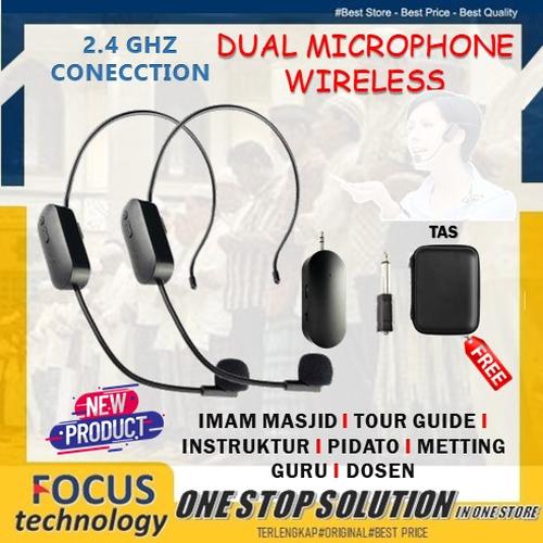 Jual Mic Wireless UHF Microphone Model Bando Call Center Rechargeable ...